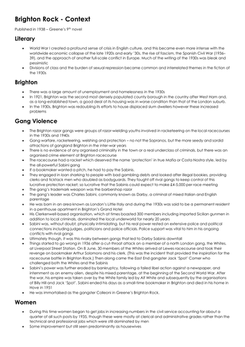 Brighton Rock Study Guide | Teaching Resources