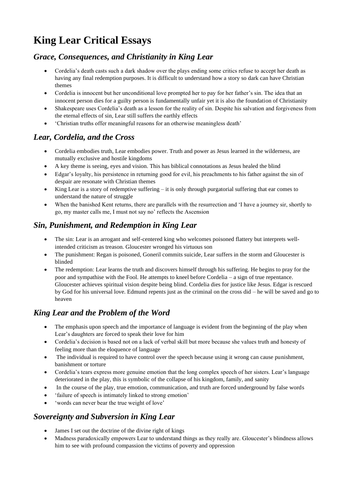 Notes on King Lear | Teaching Resources