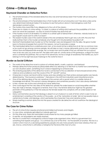 Notes on the crime genre | Teaching Resources