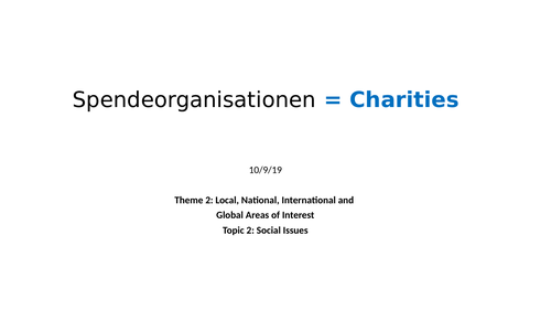 New GCSE German Charities Powerpoint and Picture Card (Social Issues ...