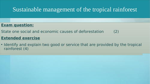 Sustainable Management of Tropical Rainforest | Teaching Resources