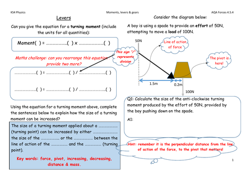 AQA Forces worksheets | Teaching Resources
