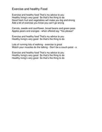 Exercise and Healthy Food - Total Song Pack | Teaching Resources