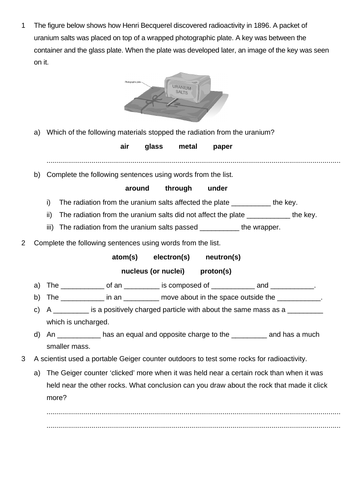 NEW AQA GCSE (2016) Physics - Radioactivity | Teaching Resources