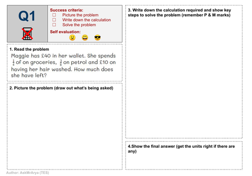 Worded Fractions Problem Solving | Teaching Resources