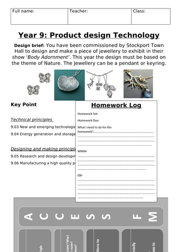 Year 9 Design and Technology booklet and PPT in line with new 1-9 GCSE ...