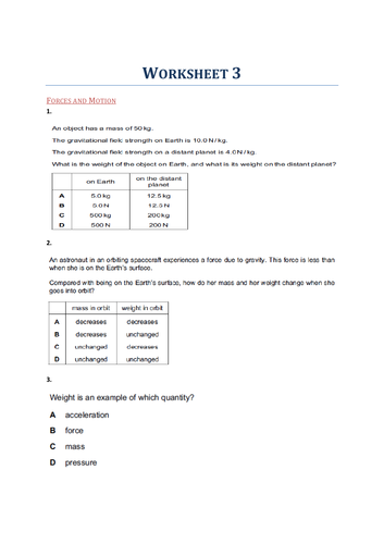 IGCSE Forces and Motion (CIE) | Teaching Resources
