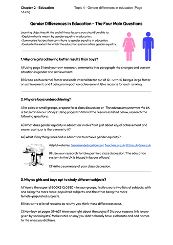 Gender and Education - AQA A-level Sociology - Education Unit - Topic 4 ...