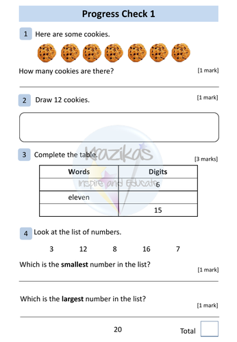 Numbers 1-20 Workbook - AQA Entry Level 1 Maths | Teaching Resources