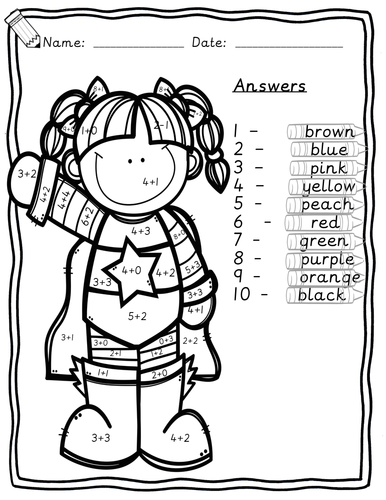 Reception/Year 1: Colour by creating numbers up to 10 addition ...
