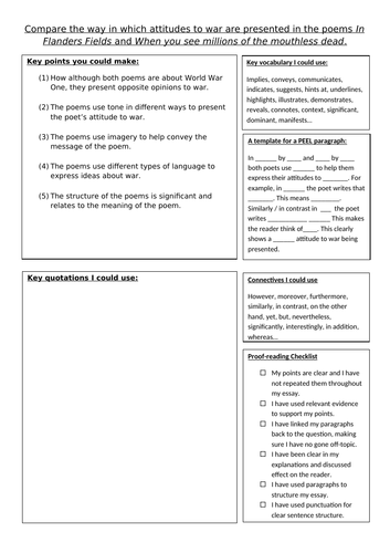 World War 1 Poetry for KS3 KS4 | Teaching Resources