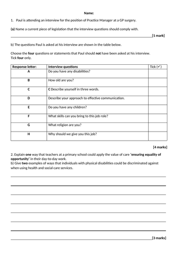 CTEC Unit 2 Health Social Care LO3 Part 1 resources | Teaching Resources