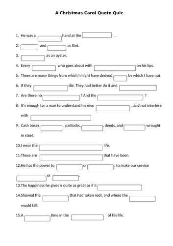 A Christmas Carol Quote Quiz | Teaching Resources