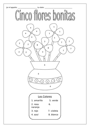 SPANISH COLOURS - LOS COLORES - COLOUR BY NUMBERS | Teaching Resources