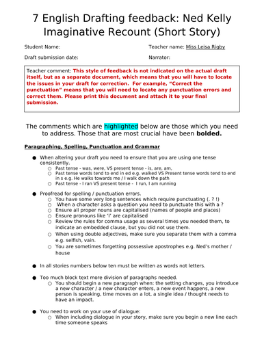 Ned Kelly English Unit - Black Snake Imaginative Recount Assessment Task and scaffolding ...
