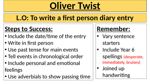 Year 6 - Diary Writing - Oliver Twist | Teaching Resources