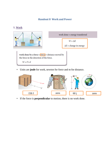 IGCSE Work and Energy Resources (CIE) | Teaching Resources