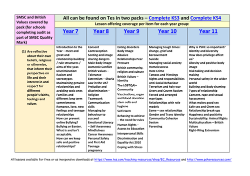 SMSC + British Values Audit | Teaching Resources