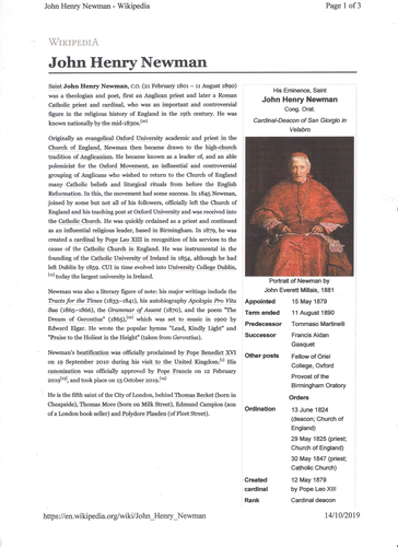 John Henry Newman -saint | Teaching Resources