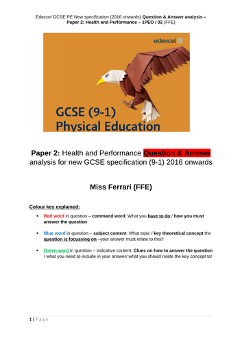 Over 200 GCSE PE Paper 2: official questions and answers | Teaching ...