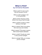 What is Pink? Classic Poetry English Planning Christina Rossetti ...