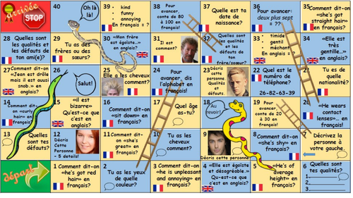 French Personal Information Serpents et Echelles | Teaching Resources