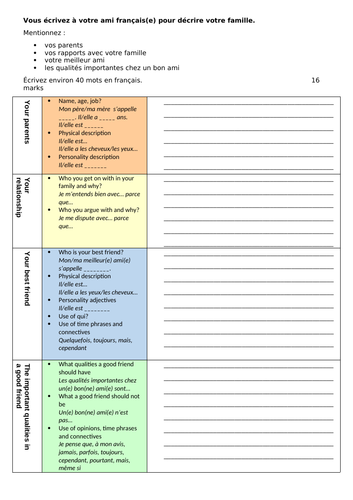 40 Word Task - Structure Strip - la famille et les amis | Teaching ...