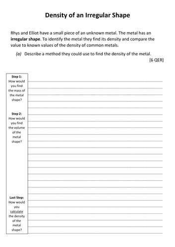 Density of an Irregular Shape and Conduction/Convection Differentiated ...