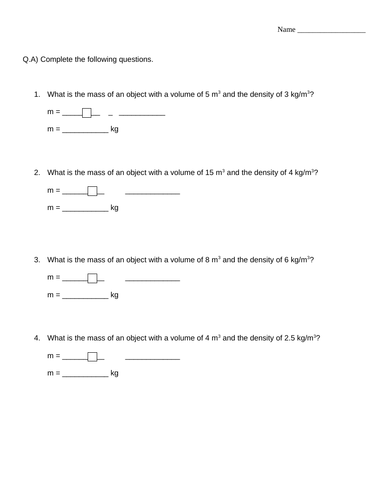 Calculating Density | Teaching Resources