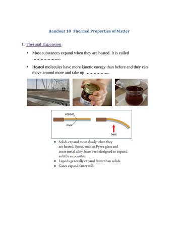 IGCSE Thermal Properties of Matter (CIE) | Teaching Resources