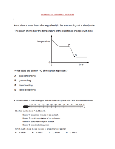 IGCSE Thermal Properties of Matter (CIE) | Teaching Resources