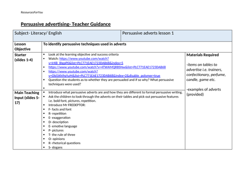 English- persuasive advertising KS2 | Teaching Resources