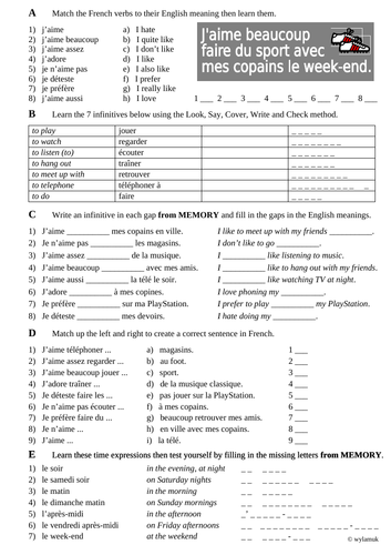 Studio 1, Module 3, Unit 4: J’aime faire ça! | Teaching Resources