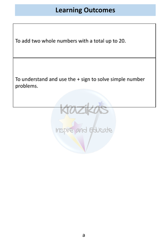 AQA Entry Level 1 Maths - Addition to 20 | Teaching Resources