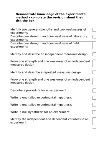 Research Methods Student Activities | Teaching Resources