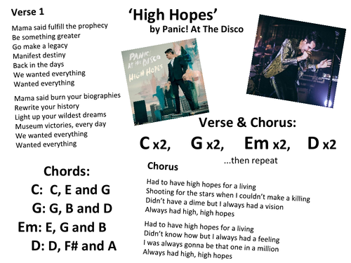 'High Hopes' Lesson and Worksheet | Teaching Resources