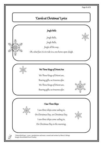 An original arrangement of Christmas Carols | Teaching Resources