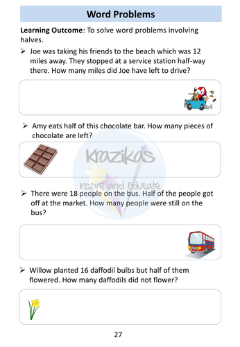 AQA Entry Level 1 Maths - Fractions Workbook | Teaching Resources