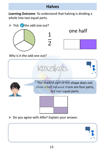AQA Entry Level 1 Maths - Fractions Workbook | Teaching Resources