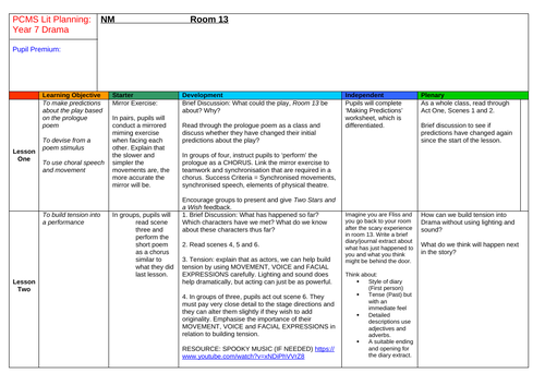 Room 13 - Drama SOW | Teaching Resources