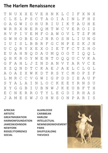 The Harlem Renaissance Word Search | Teaching Resources