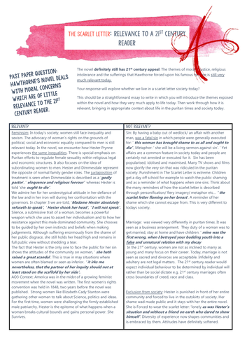 THE SCARLET LETTER ESSAY PLAN: RELEVANCE TO 21ST CENTURY READER ...