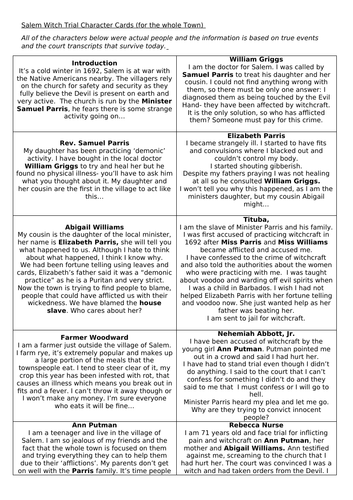 RE lesson on Salem Witch Trials | Teaching Resources