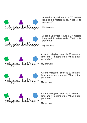 Y3 polygon perimeter challenge | Teaching Resources