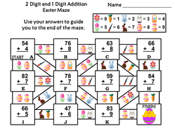Two Digit and One Digit Addition Game: Easter Math Maze | Teaching ...