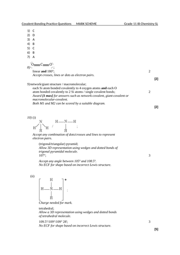 IB Chemistry - Covalent Bonding SL | Teaching Resources