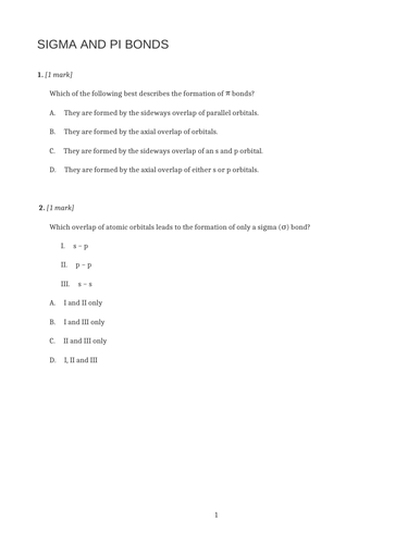 IB Chemistry Covalent Bonding HL | Teaching Resources