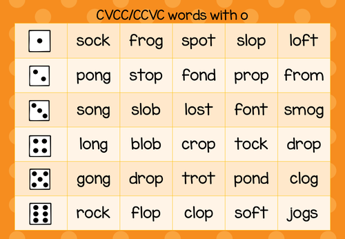 Reception/Year 1 - Roll the dice CVCC CCVC word mats | Teaching Resources