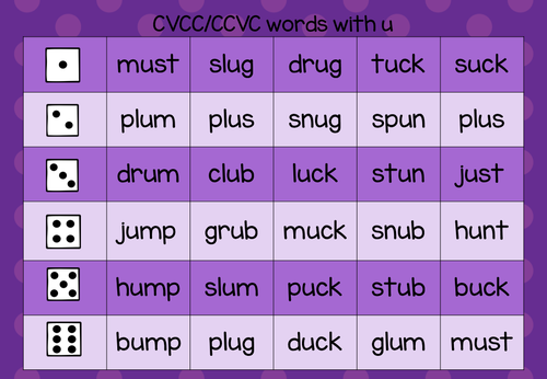 Reception/Year 1 - Roll the dice CVCC CCVC word mats | Teaching Resources