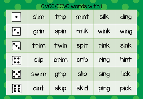 Reception/Year 1 - Roll the dice CVCC CCVC word mats | Teaching Resources